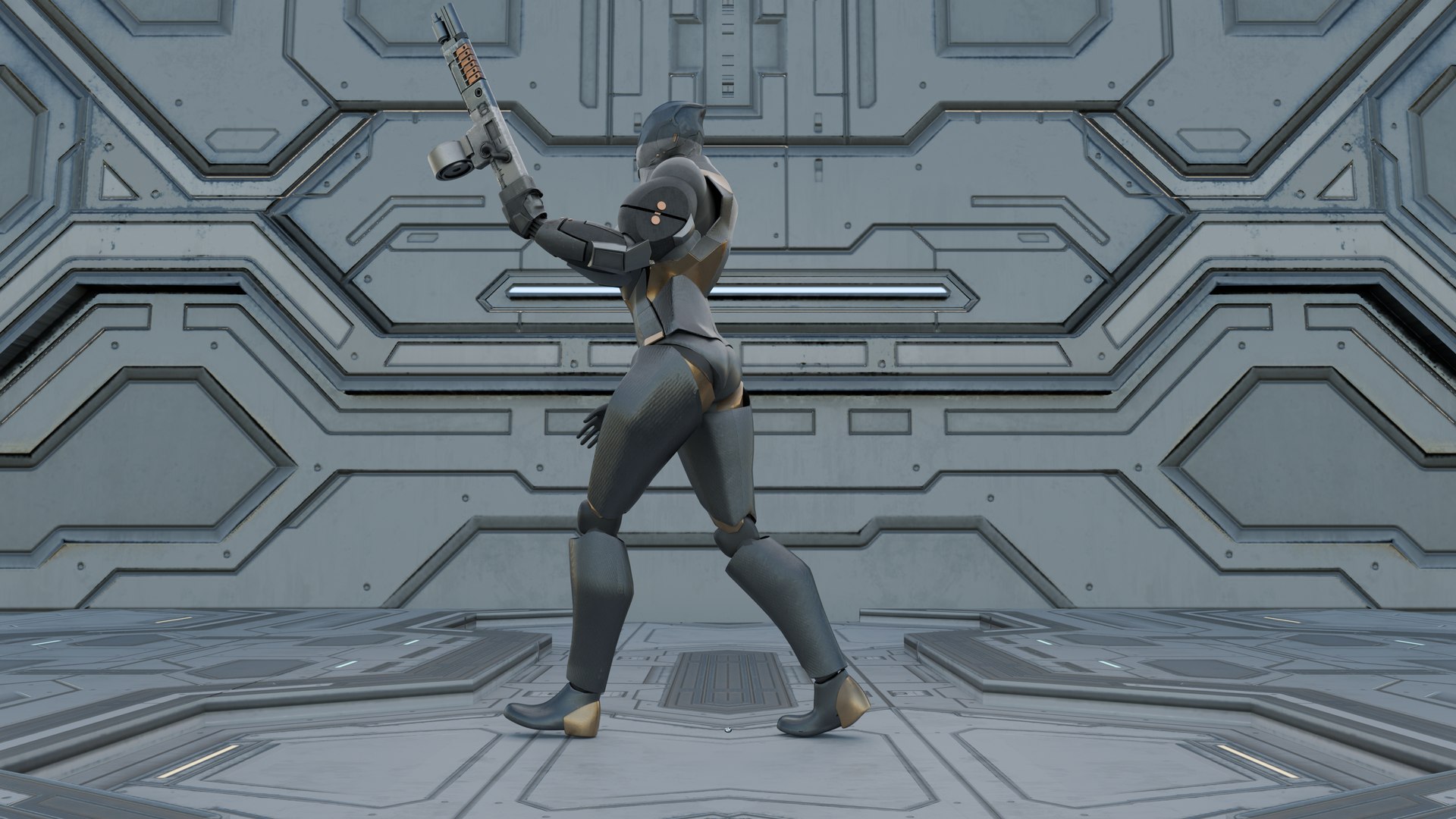 Speedy Futuristic Robot High-Resolution Rigged 3D Model Model ...