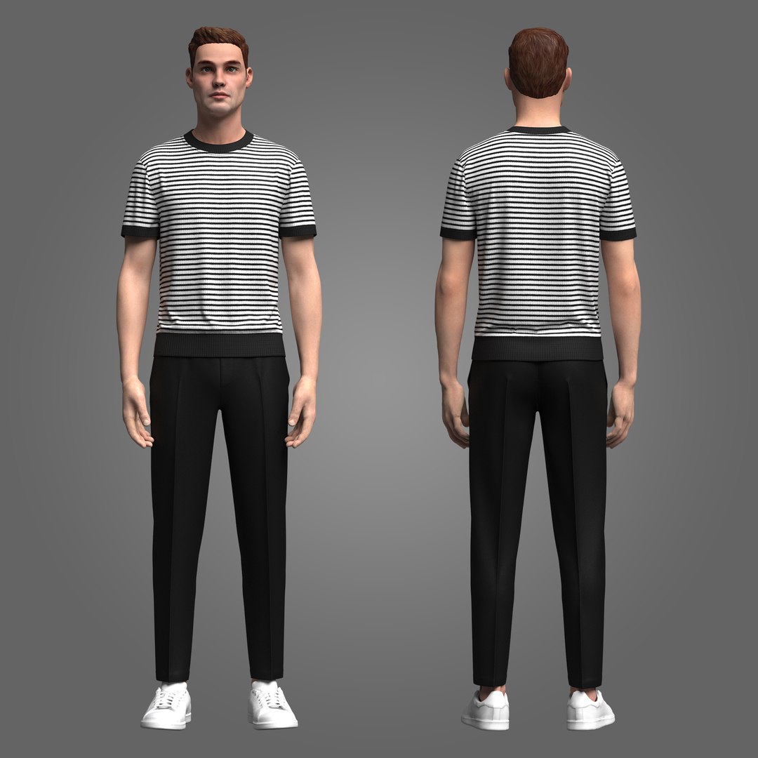 3D Male T-shirt And Pant Outfit - TurboSquid 2290099