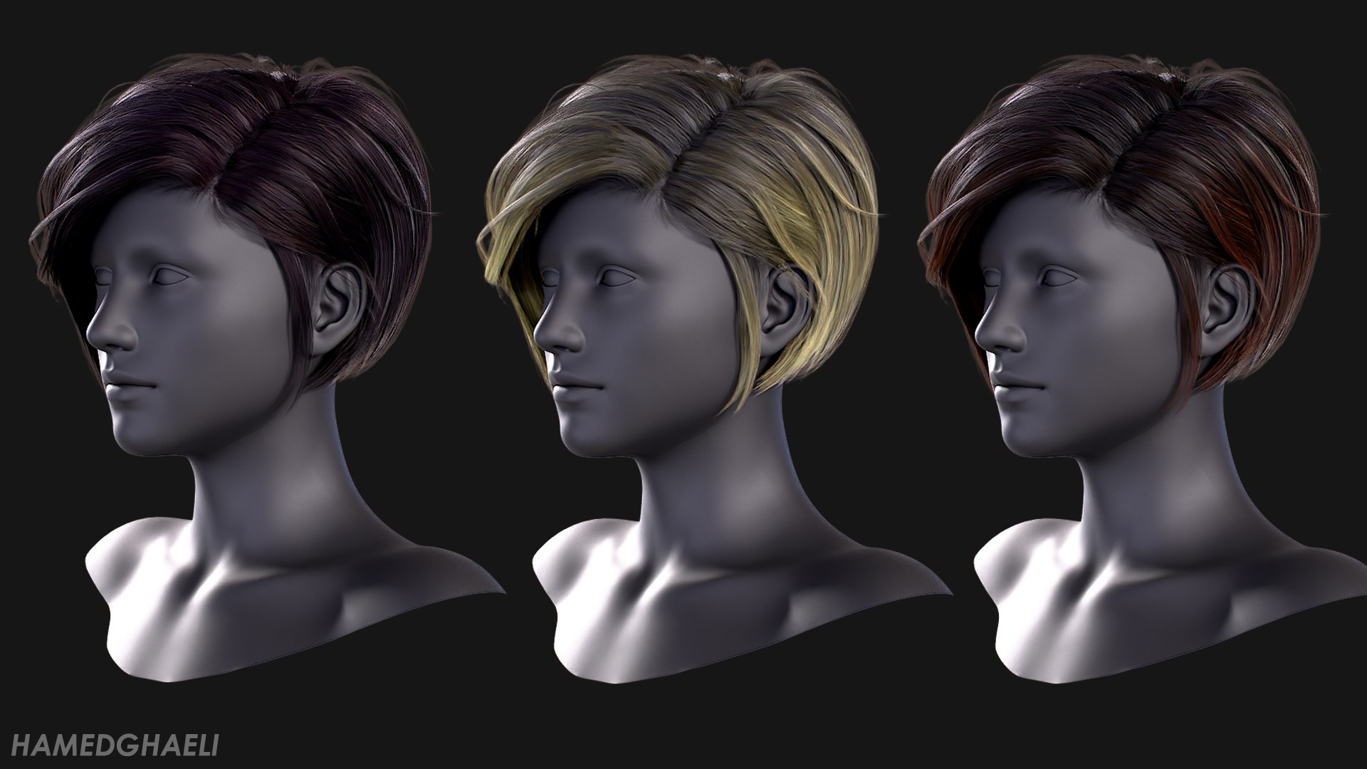 3D Real Time Hair Cards Female Hairstyle Model - TurboSquid 2157111