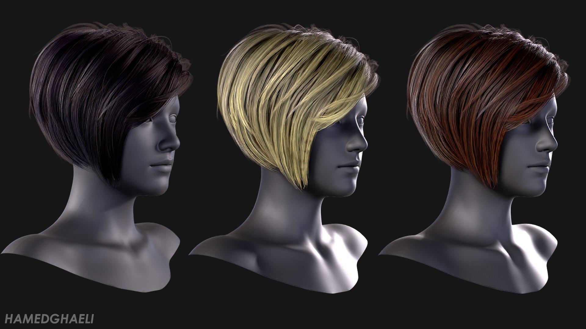 3D Real Time Hair Cards Female Hairstyle Model - TurboSquid 2157111