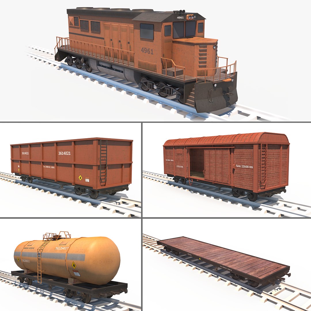 3D Cargo Train - Pack - TurboSquid 1833200