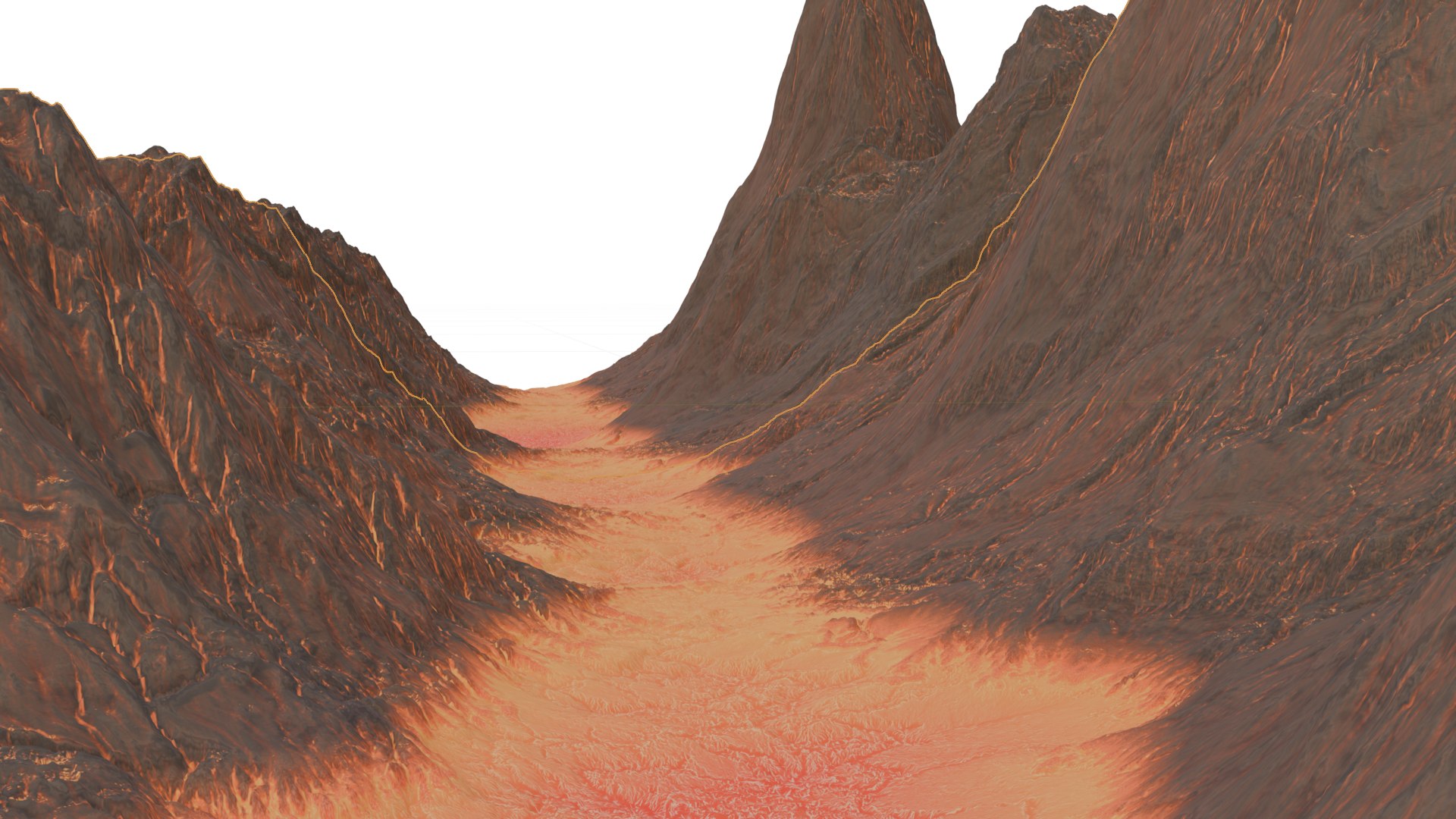 16k Infinite Lava River Seamless Height Map And 3D Terrain 3D ...