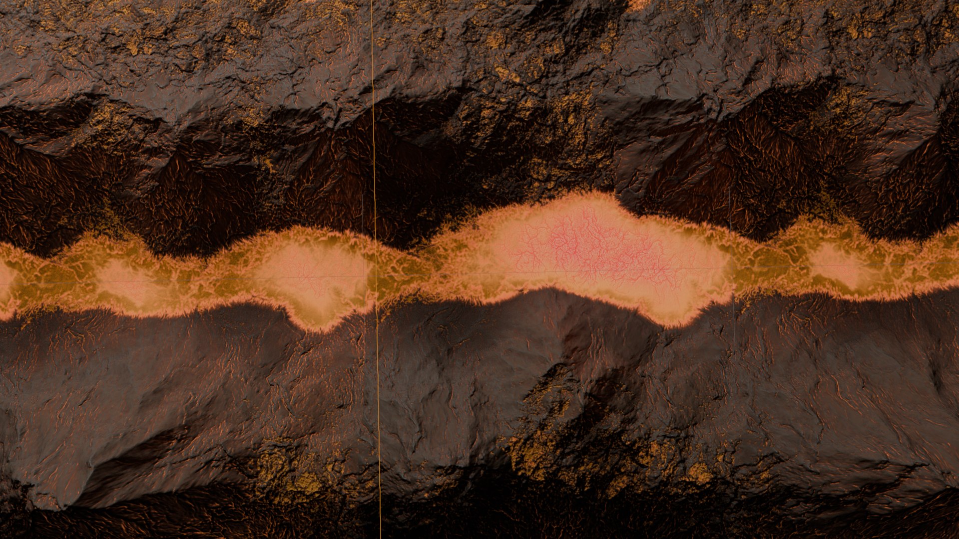 16k Infinite Lava River Seamless Height Map And 3D Terrain 3D ...