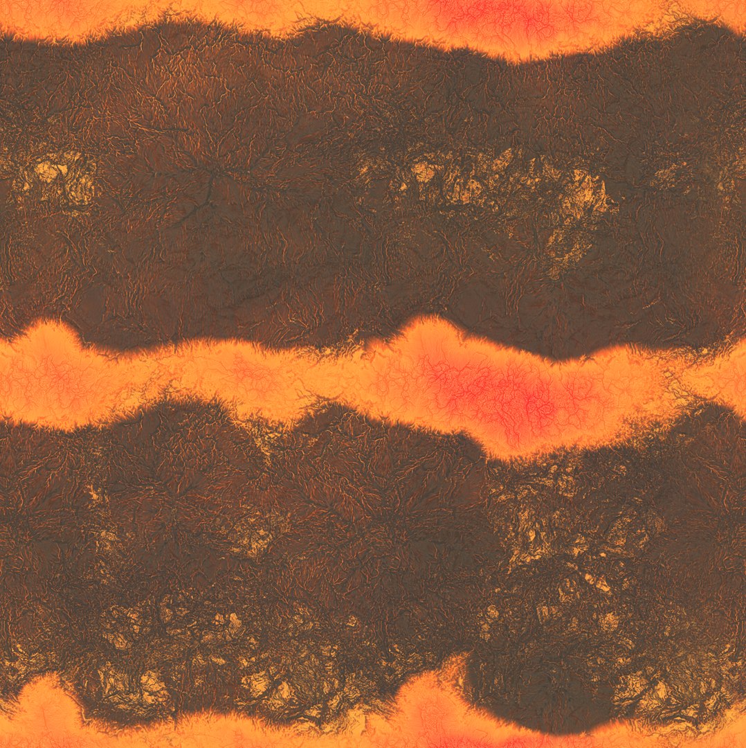 16k Infinite Lava River Seamless Height Map And 3D Terrain 3D ...