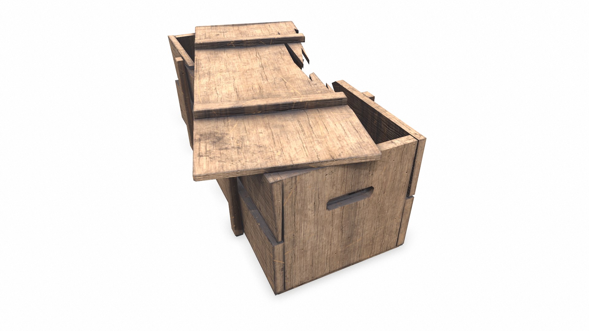 Broken Wooden Crate Low-poly PBR 3D - TurboSquid 2144410