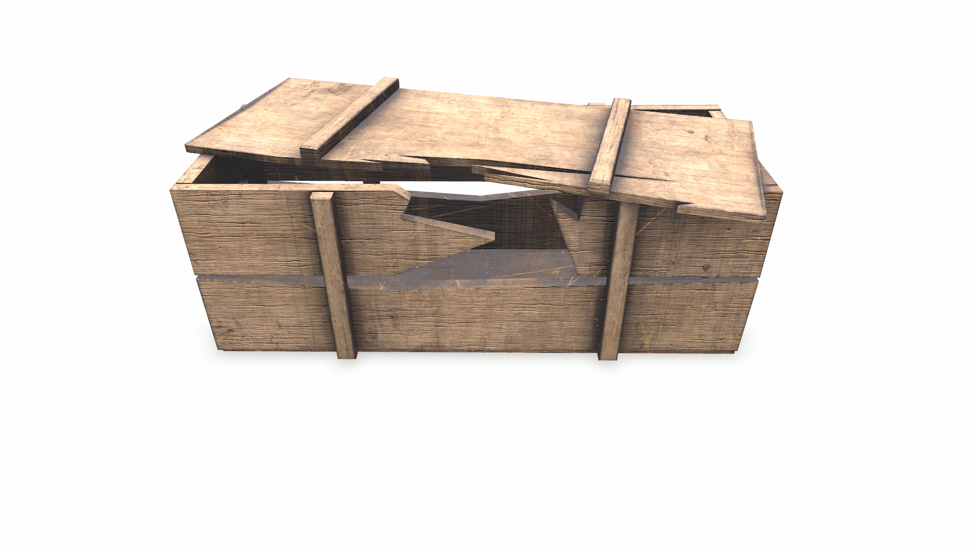 Broken Wooden Crate Low-poly PBR 3D - TurboSquid 2144410