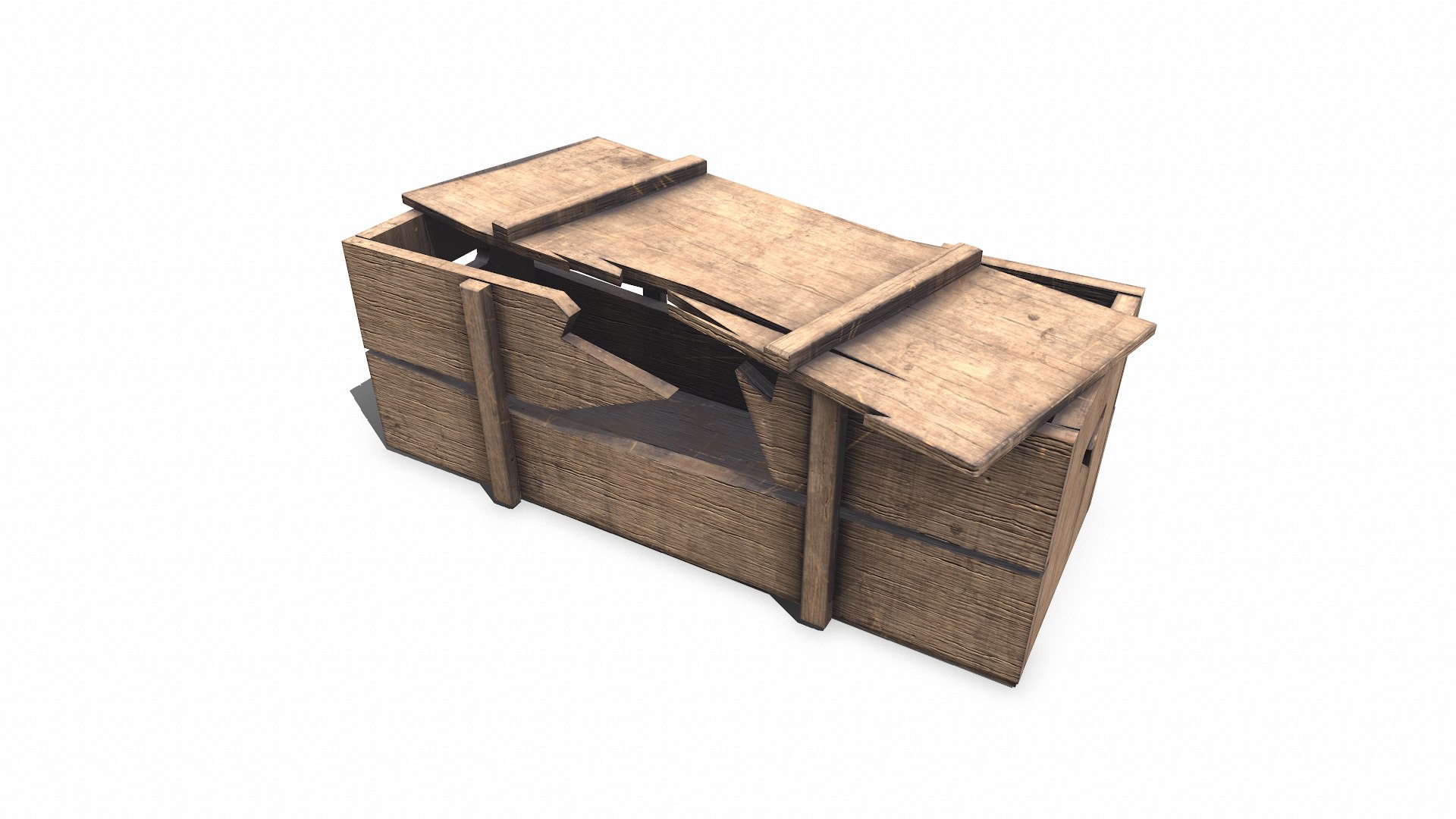 Broken Wooden Crate Low-poly PBR 3D - TurboSquid 2144410