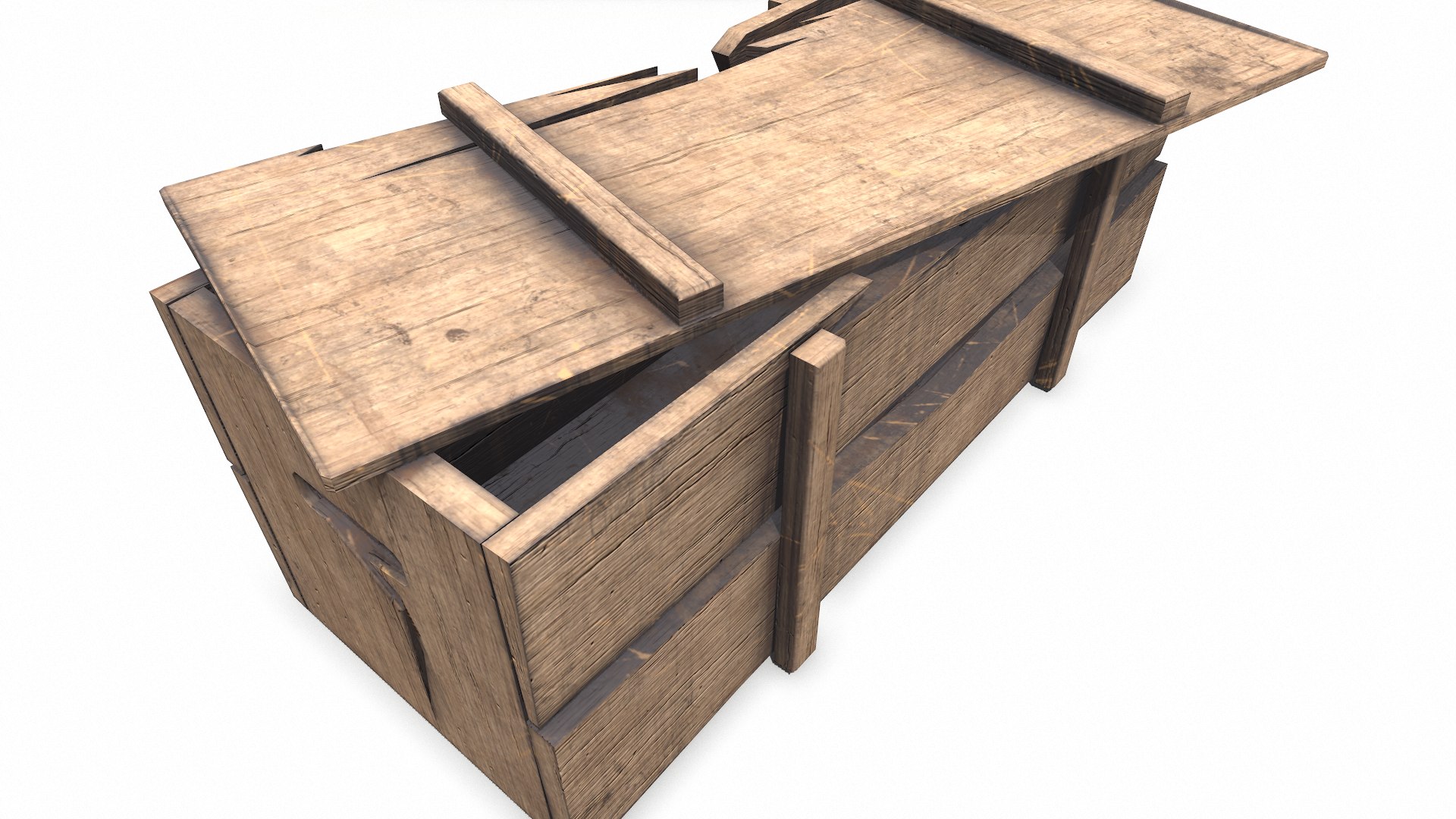 Broken Wooden Crate Low-poly PBR 3D - TurboSquid 2144410