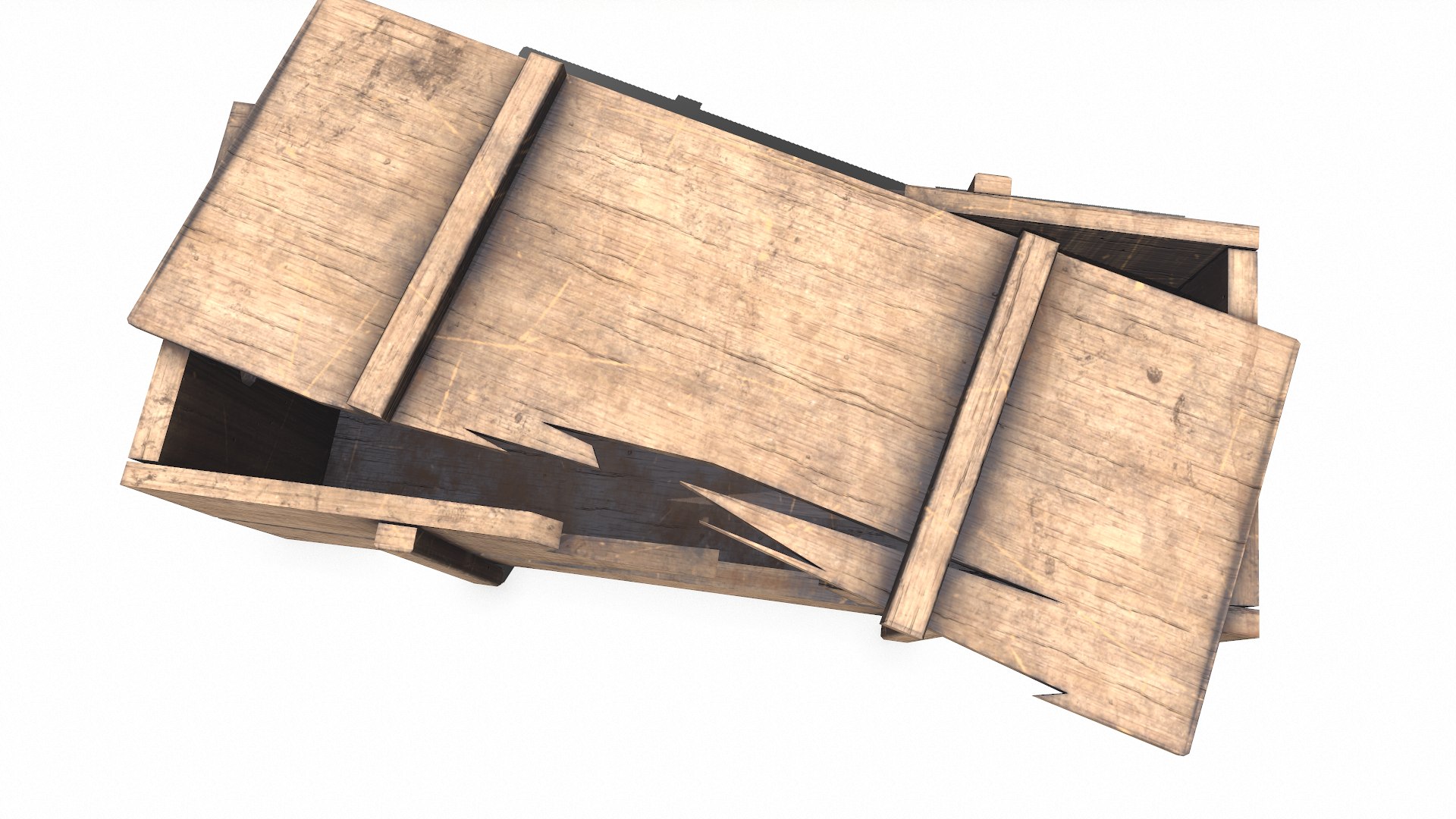 Broken Wooden Crate Low-poly PBR 3D - TurboSquid 2144410