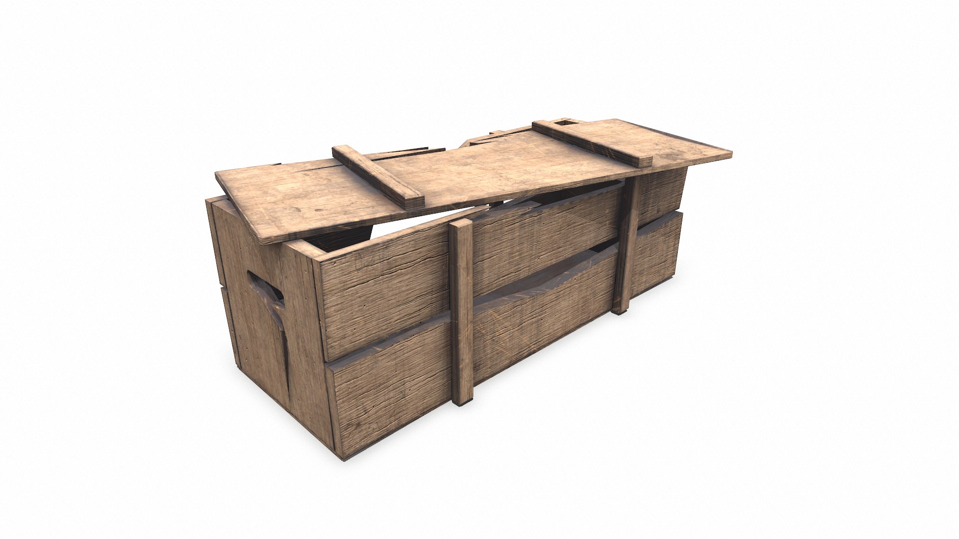 Broken Wooden Crate Low-poly PBR 3D - TurboSquid 2144410
