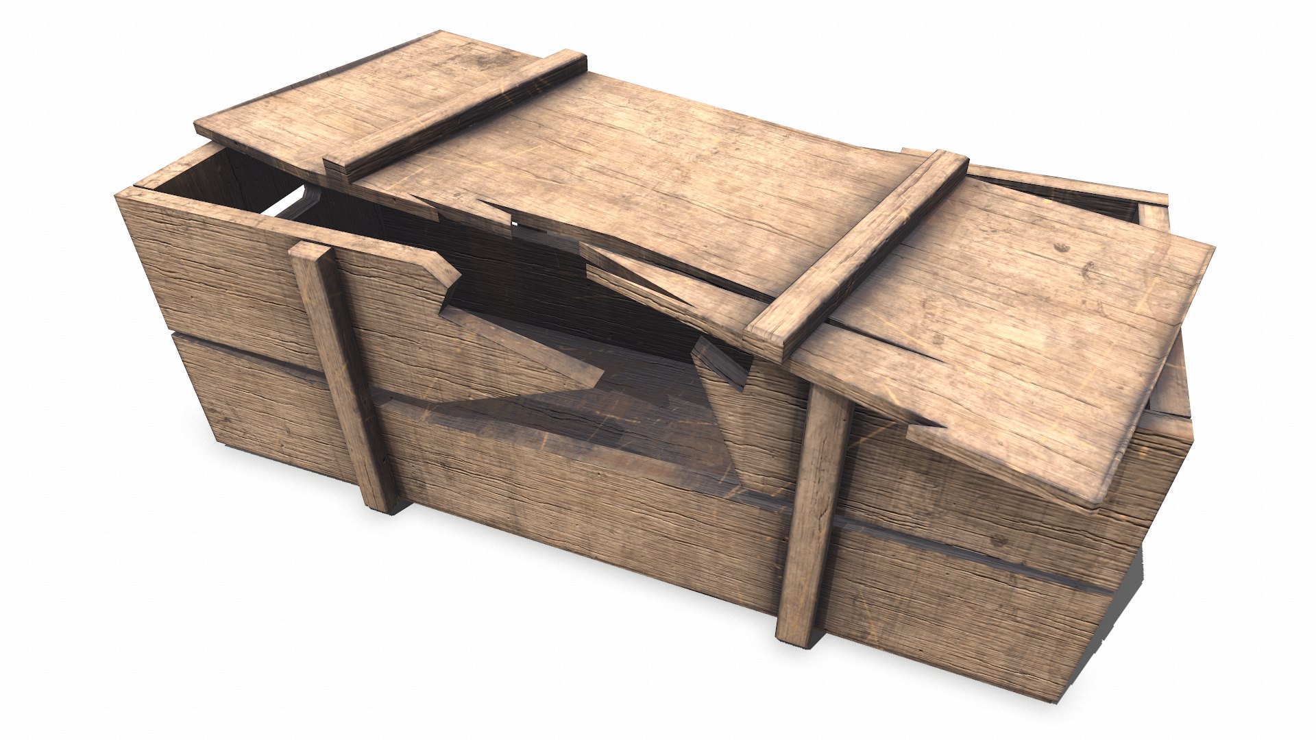Broken Wooden Crate Low-poly PBR 3D - TurboSquid 2144410
