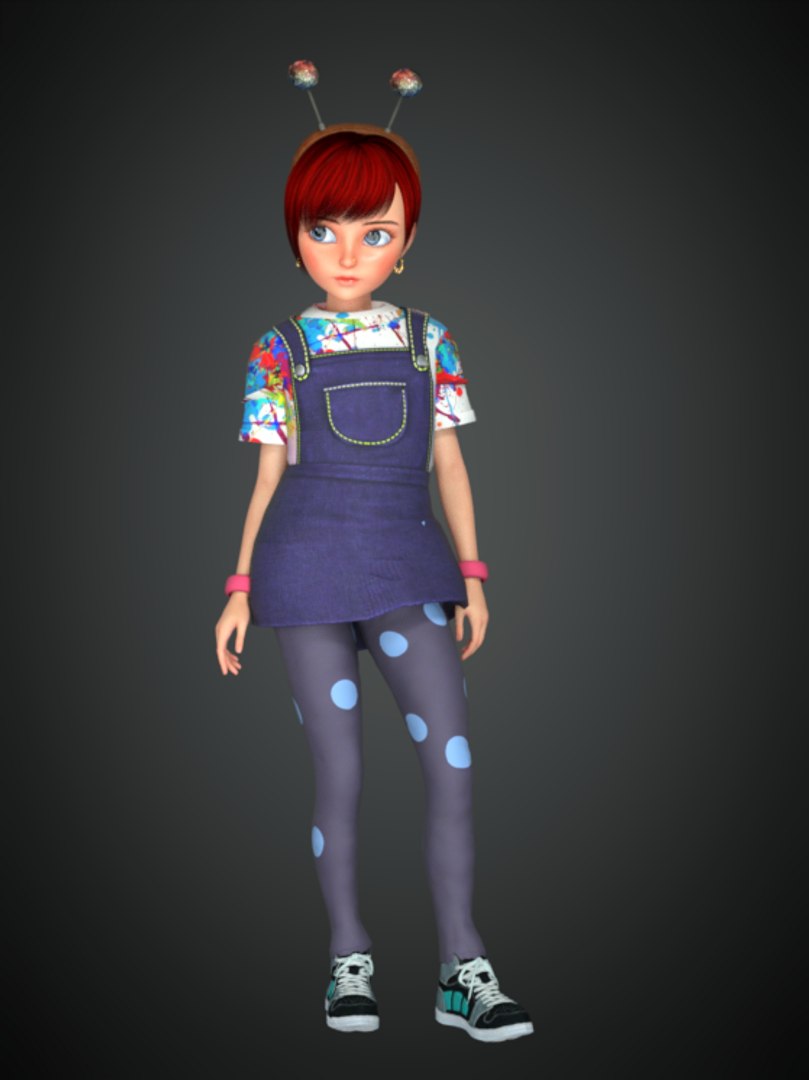 3D Cartoon Girl-Janey Rigged 3D Model model - TurboSquid 2099855