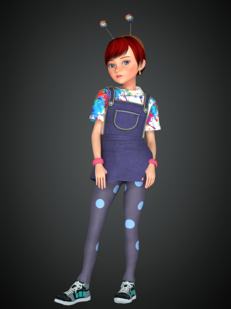 3D Cartoon Girl-Janey Rigged 3D Model model - TurboSquid 2099855