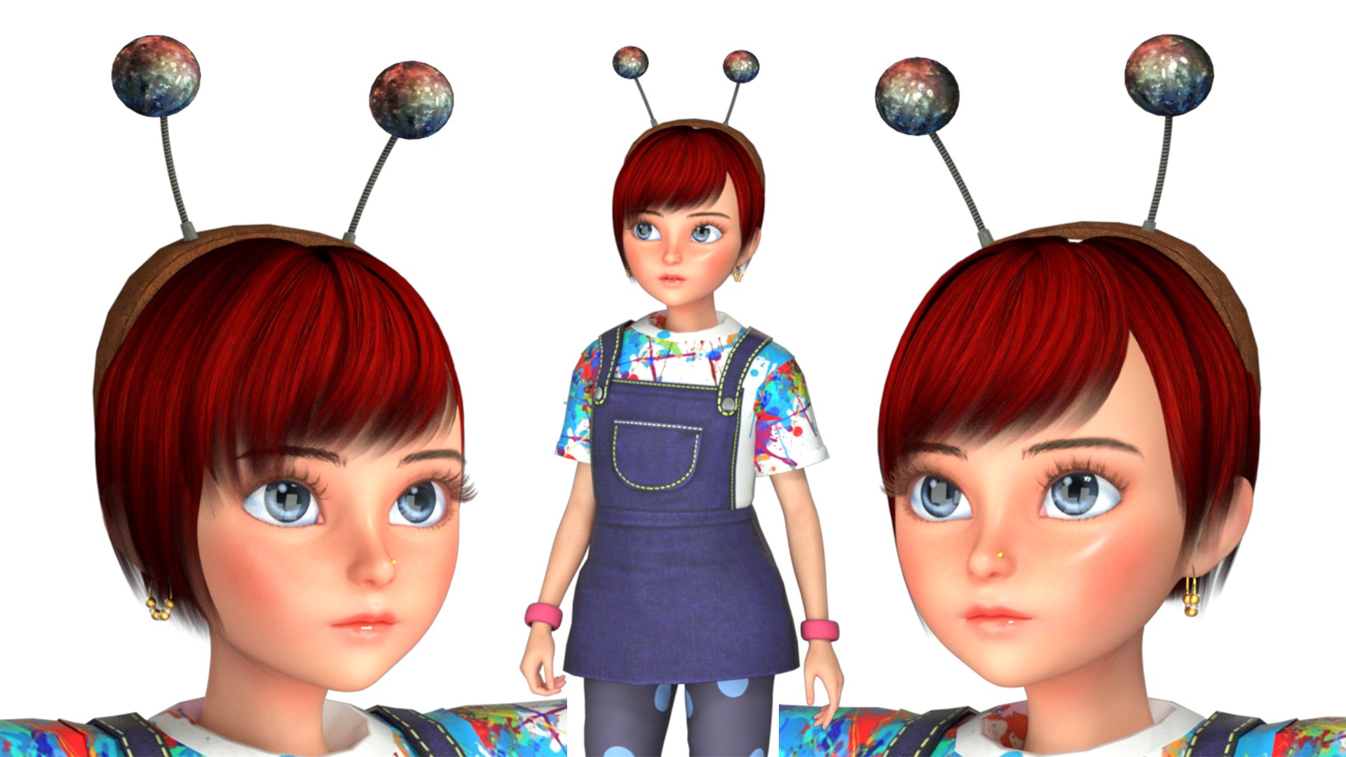 3D Cartoon Girl-Janey Rigged 3D Model model - TurboSquid 2099855