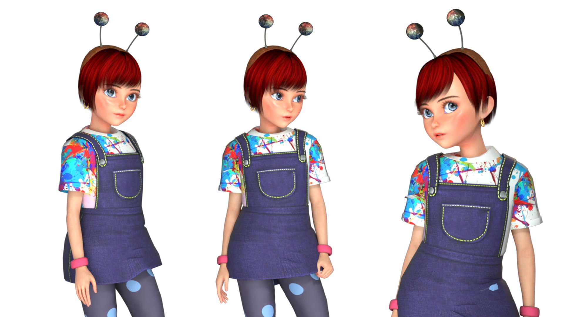 3D Cartoon Girl-Janey Rigged 3D Model model - TurboSquid 2099855