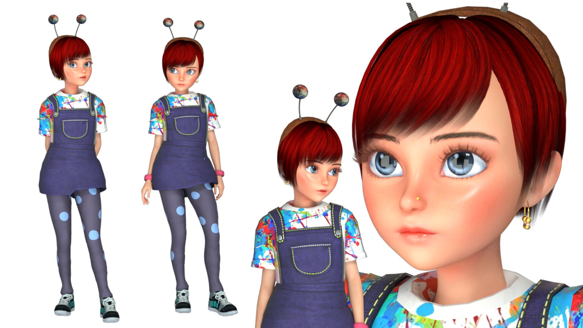 3D Cartoon Girl-Janey Rigged 3D Model Model - TurboSquid 2099855