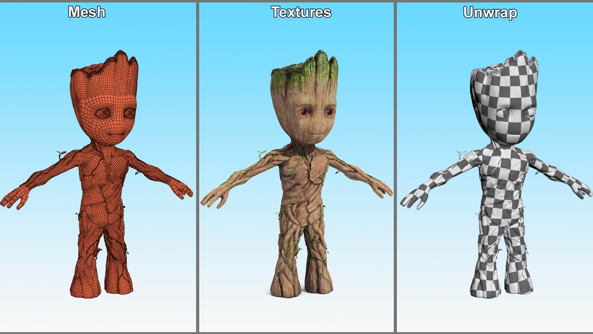 Little Groot Character From Marvel Rigged For Cinema 4D 3D - TurboSquid ...