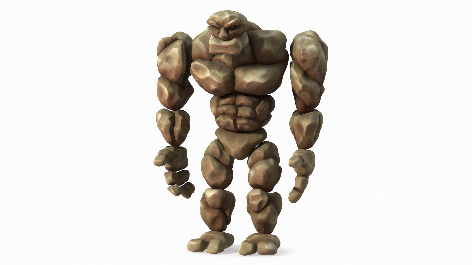 3D Model Stone Golem Cartoon Character Brown Rigged - TurboSquid 1962193
