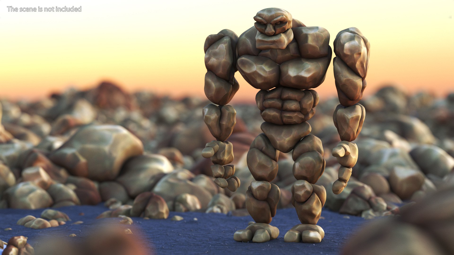 3D Model Stone Golem Cartoon Character Brown Rigged - TurboSquid 1962193