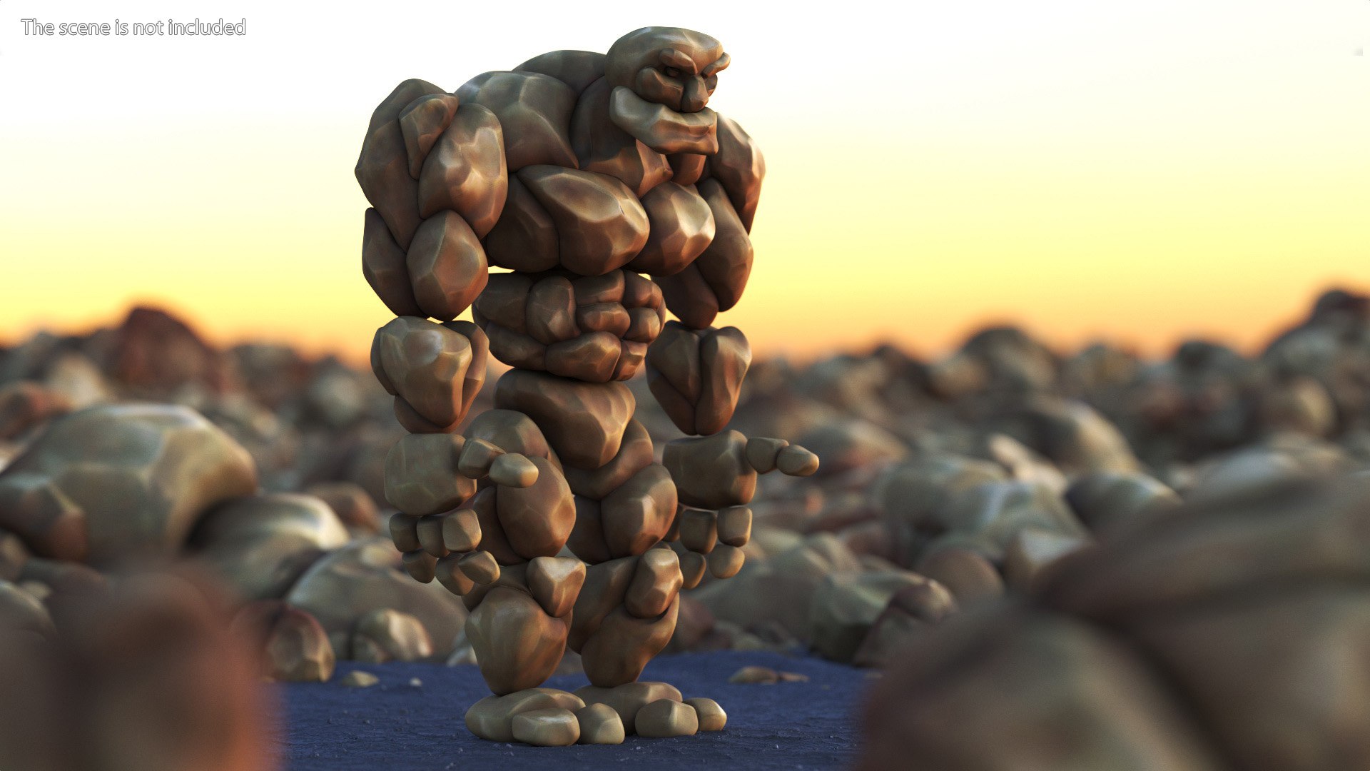 3D Model Stone Golem Cartoon Character Brown Rigged - TurboSquid 1962193