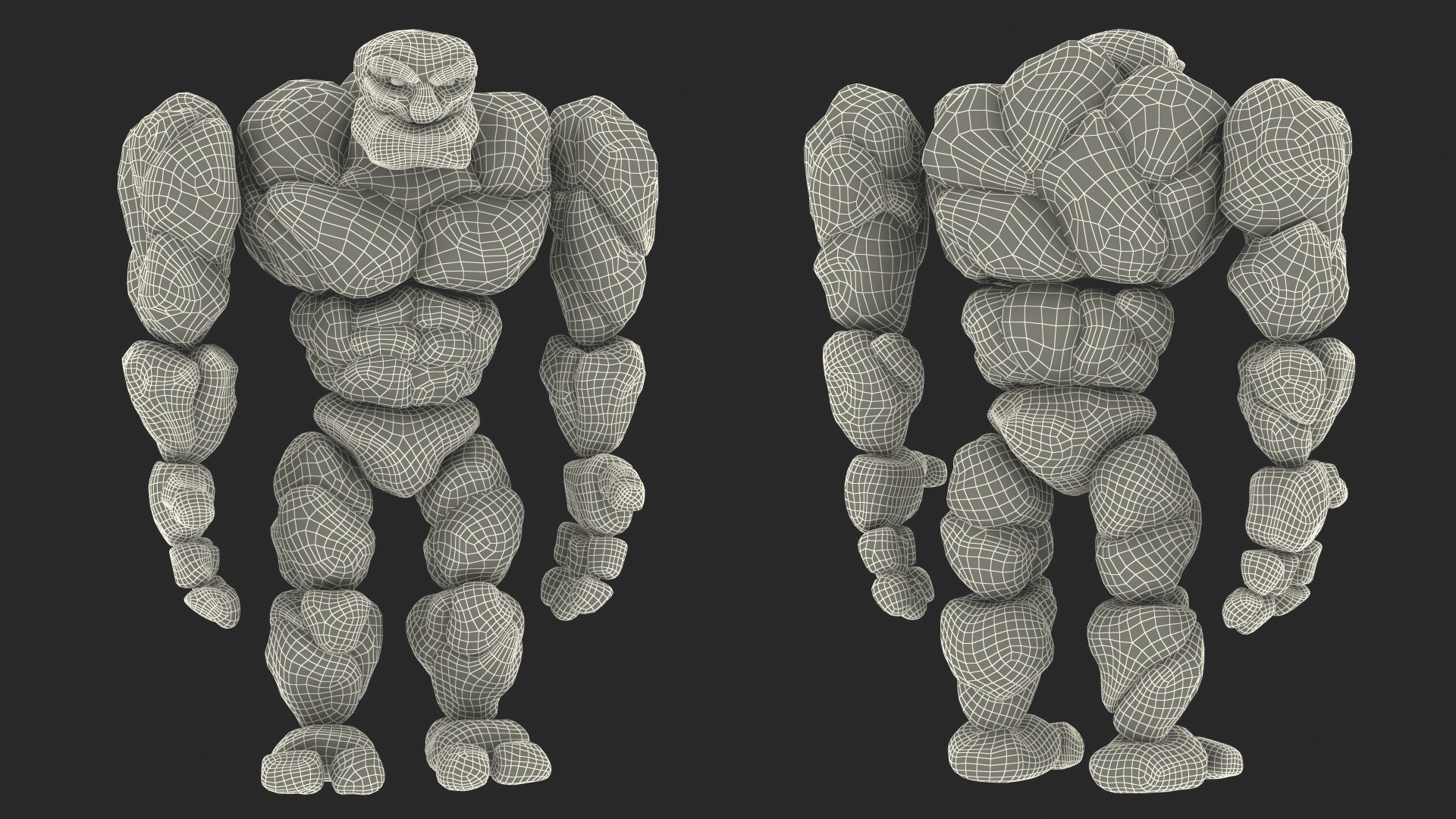 3D Model Stone Golem Cartoon Character Brown Rigged - TurboSquid 1962193