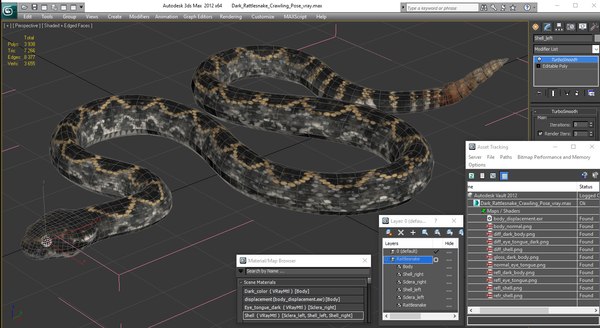 3D dark rattlesnake crawling pose - TurboSquid 1398398