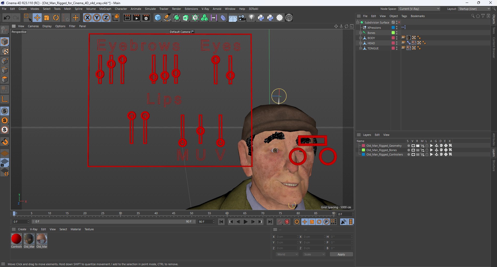 3D Old Man Rigged For Cinema 4D Model - TurboSquid 2283357