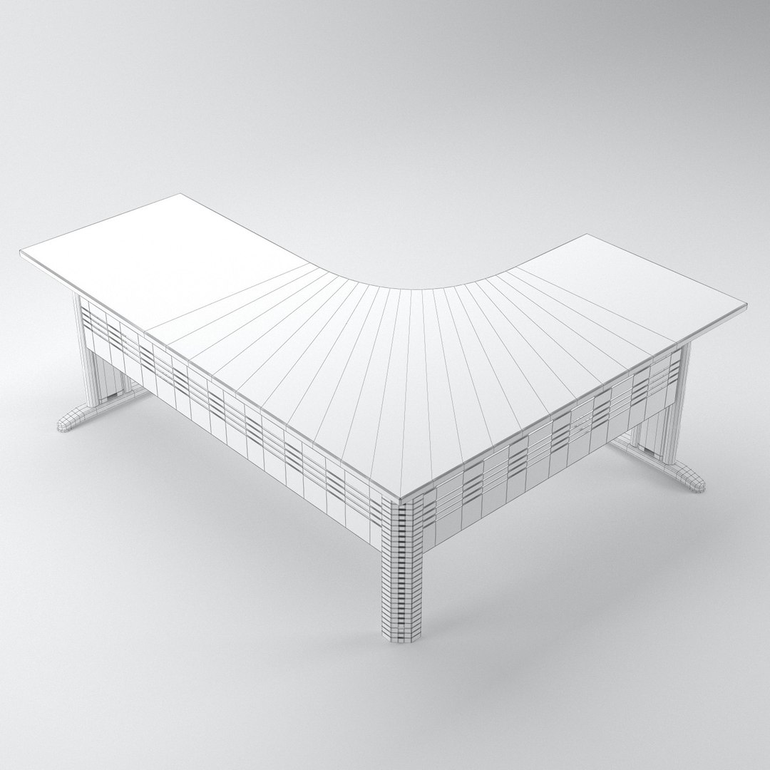 3d model of corner office desk