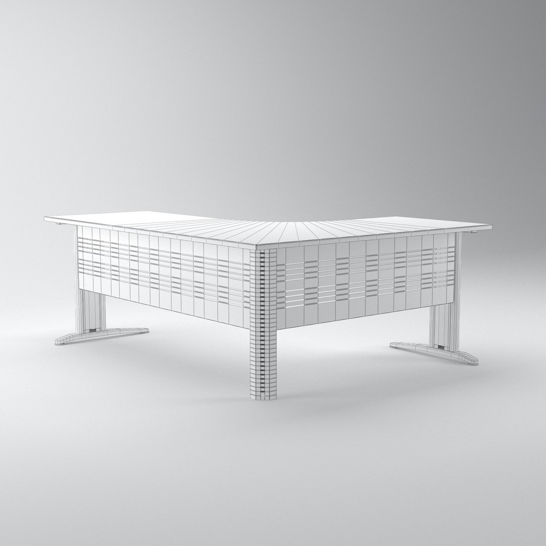 3d model of corner office desk