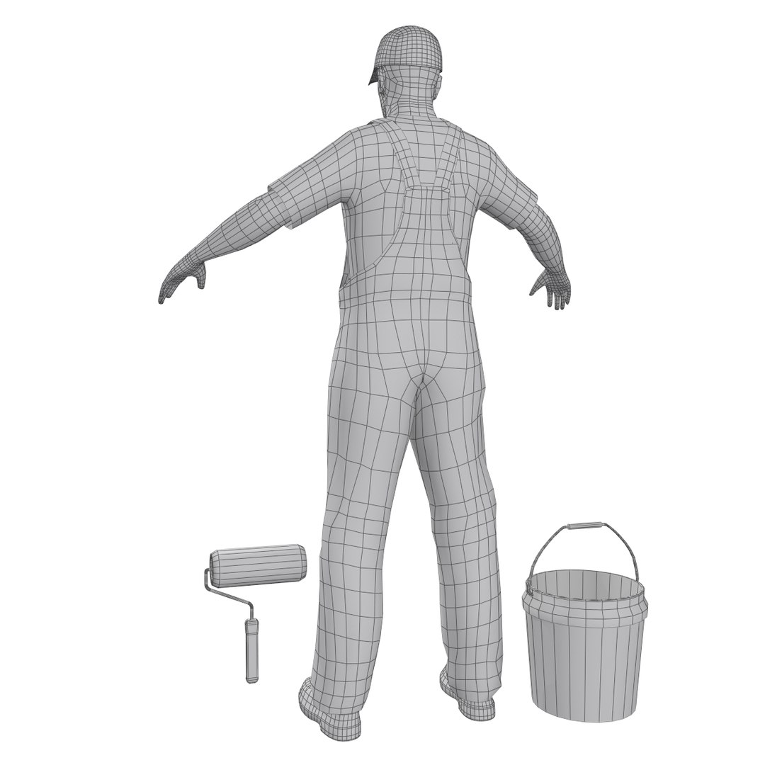 3d Model Paint Worker 1 Man