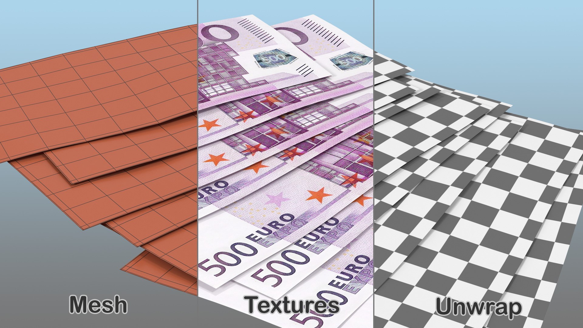 3D paper banknotes euro 500 - TurboSquid 1443428