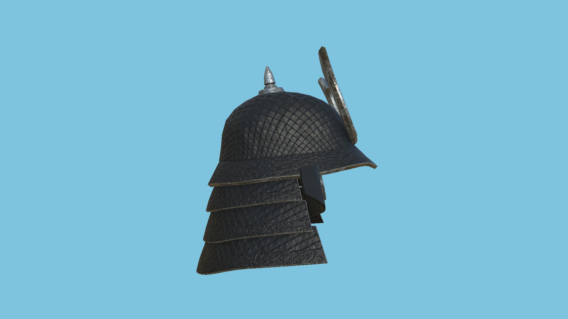 3D Samurai Helmet 08 Black Metal - Fantasy Character Design ...