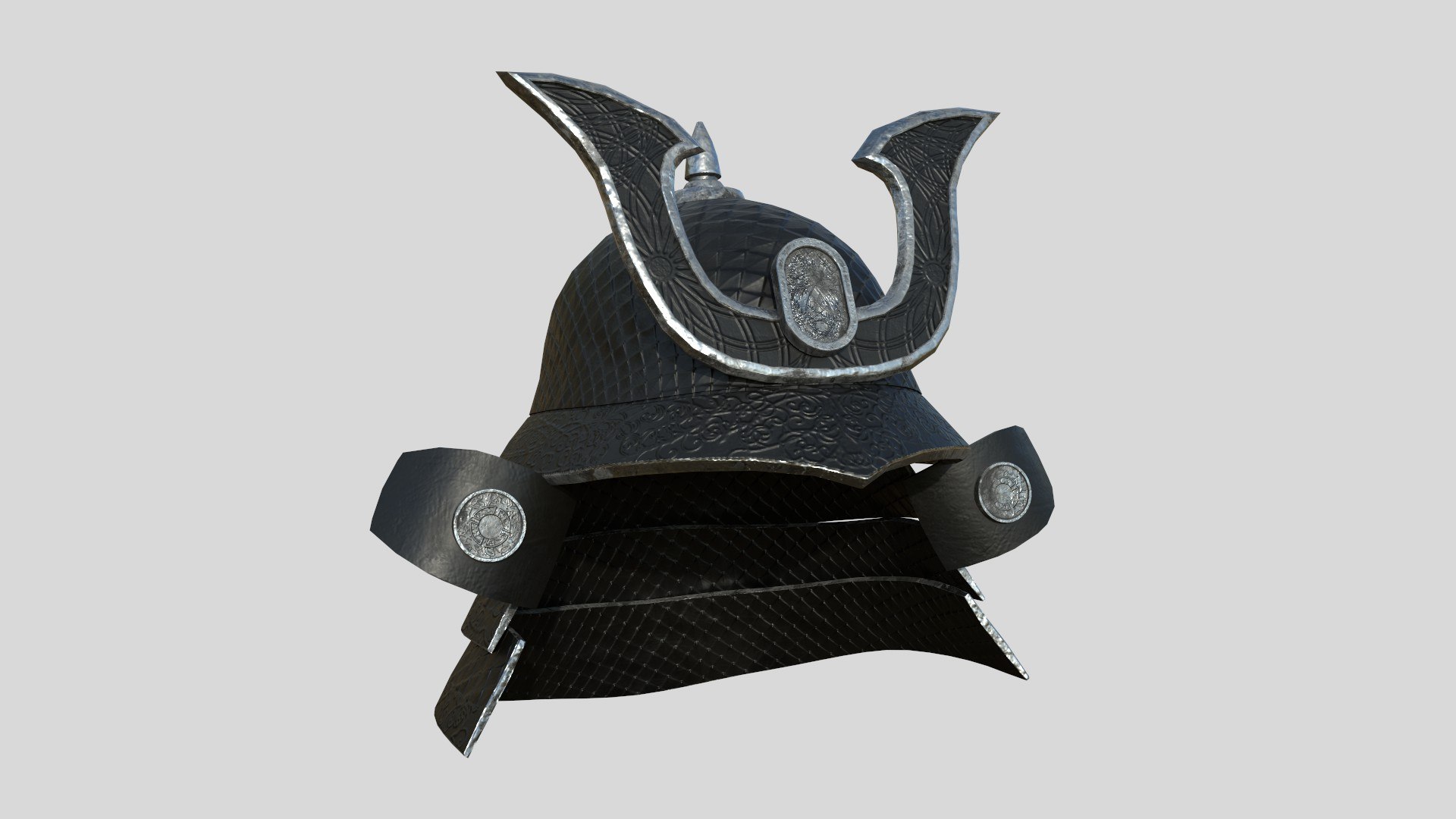3D Samurai Helmet 08 Black Metal - Fantasy Character Design ...