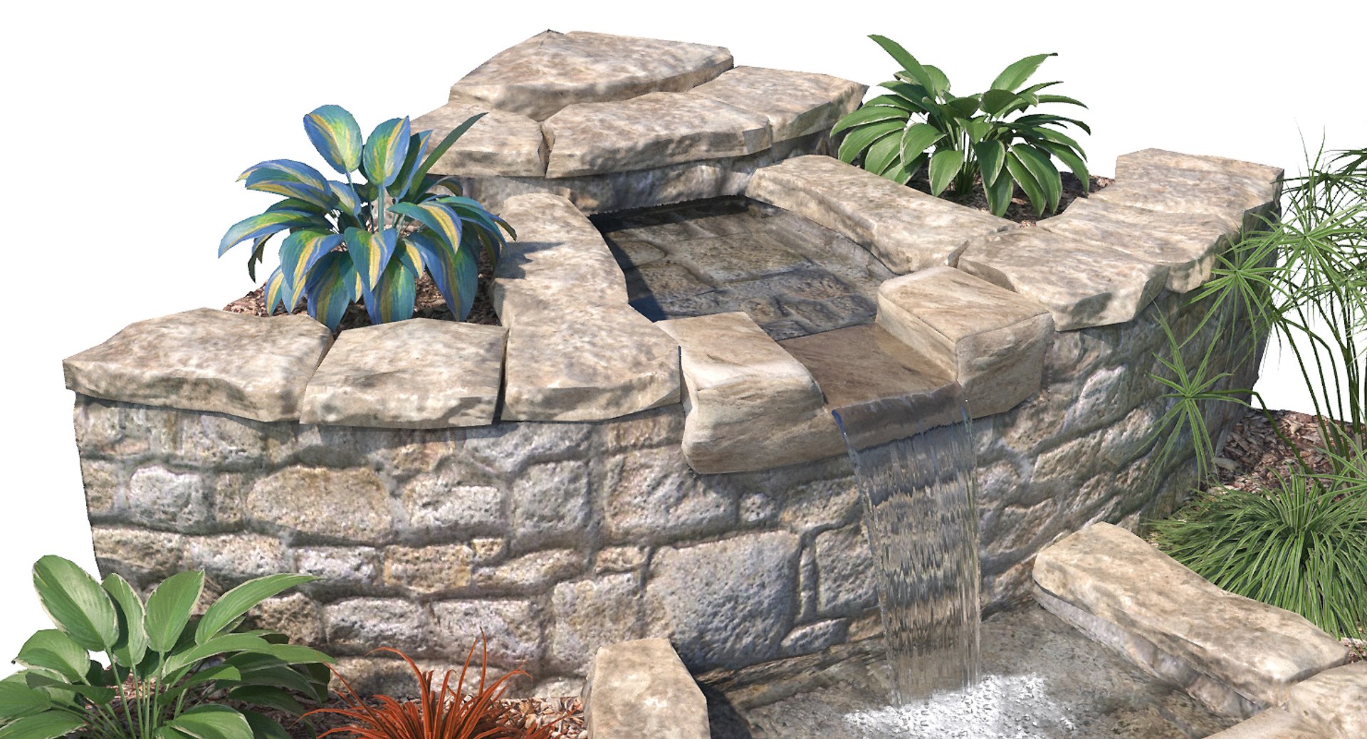 Garden Water Waterfall 3D Model - TurboSquid 1681636