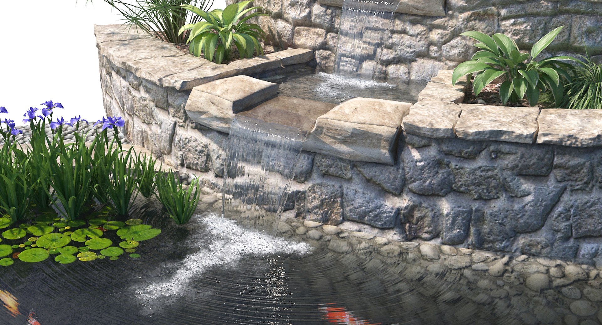 Garden Water Waterfall 3D Model - TurboSquid 1681636