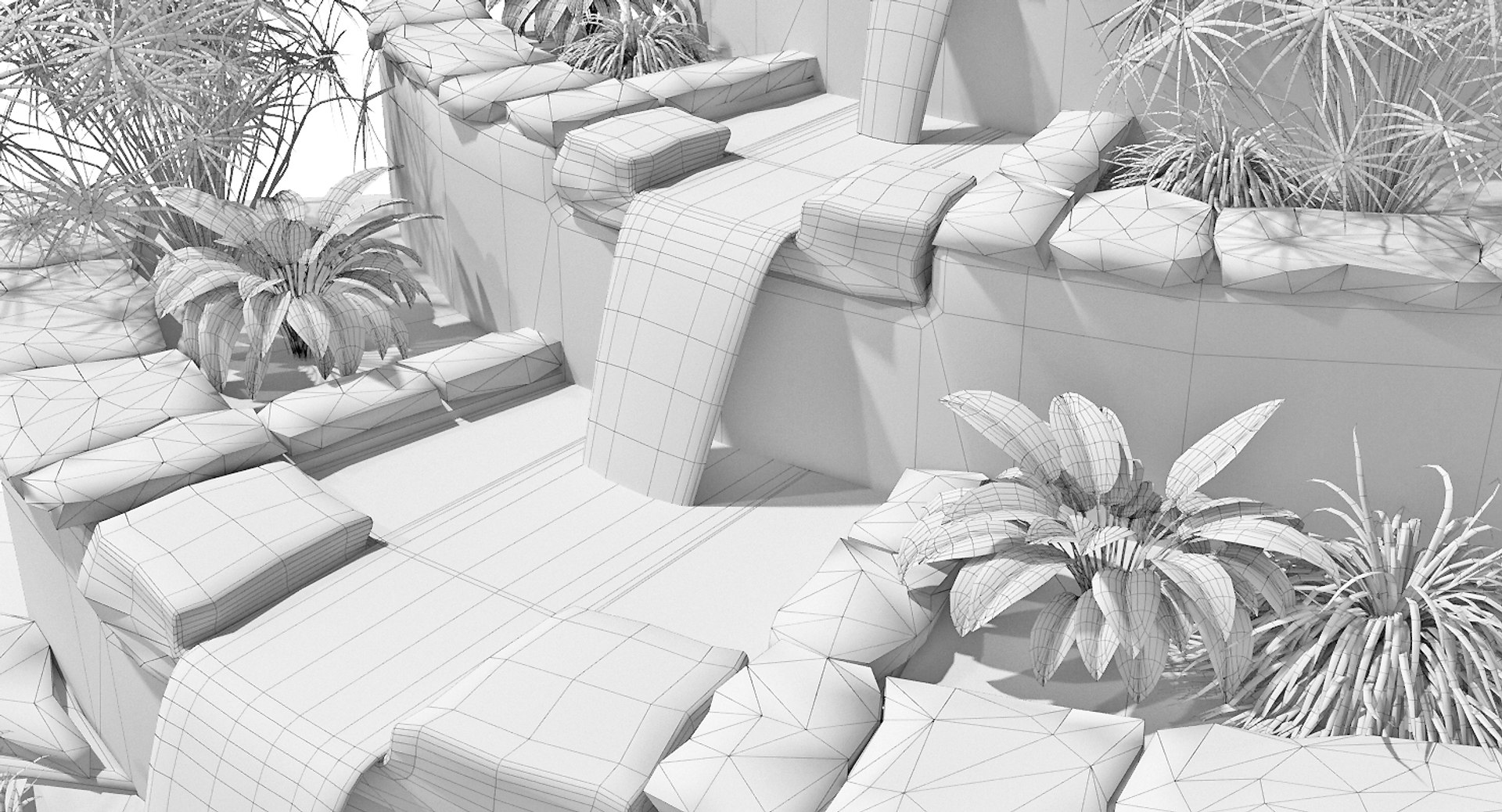 Garden Water Waterfall 3D Model - TurboSquid 1681636