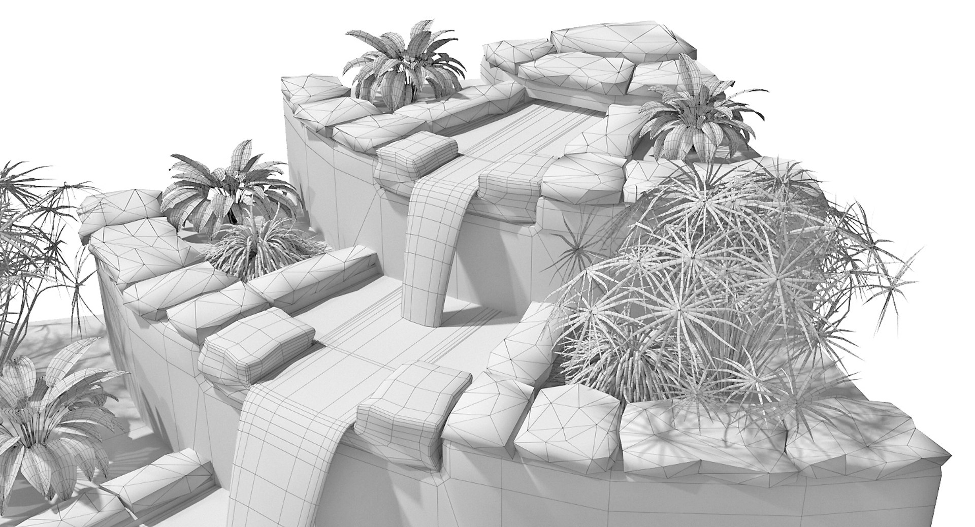 Garden Water Waterfall 3D Model - TurboSquid 1681636