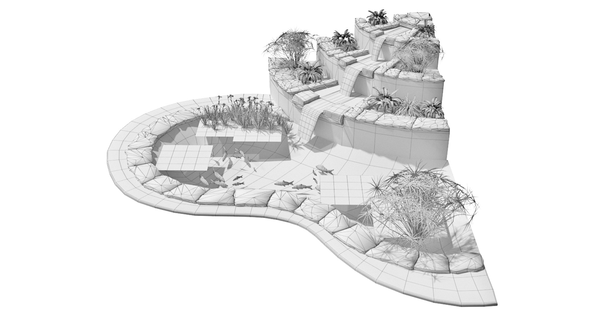 Garden Water Waterfall 3D Model - TurboSquid 1681636