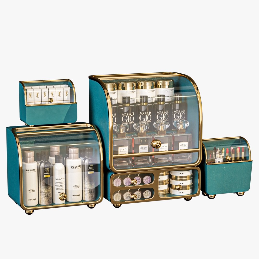 Designer shelf with luxury cosmetics for bathroom or beauty salon 2 3D ...