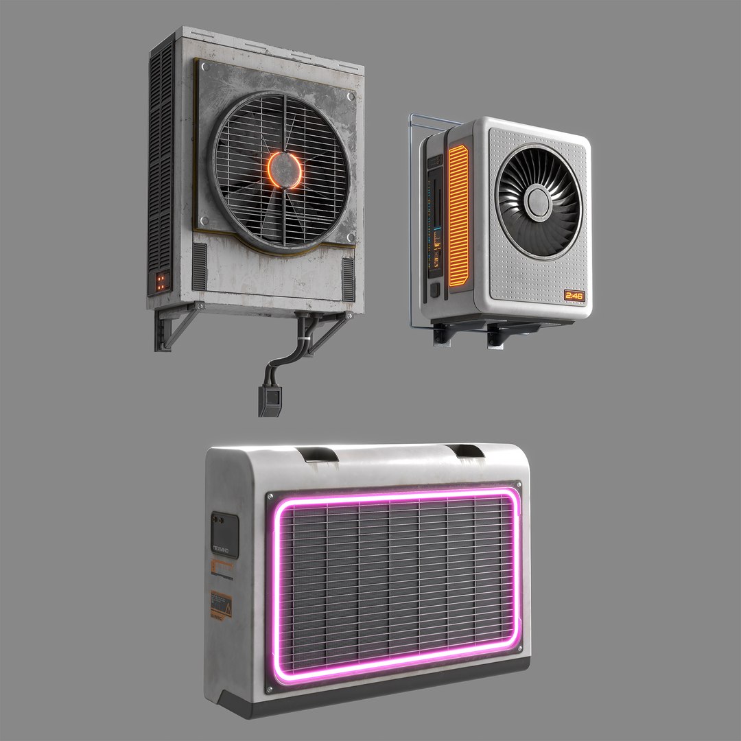 Sci-Fi Cyberpunk Air Conditioners 3 Pack 3D - TurboSquid 2316680