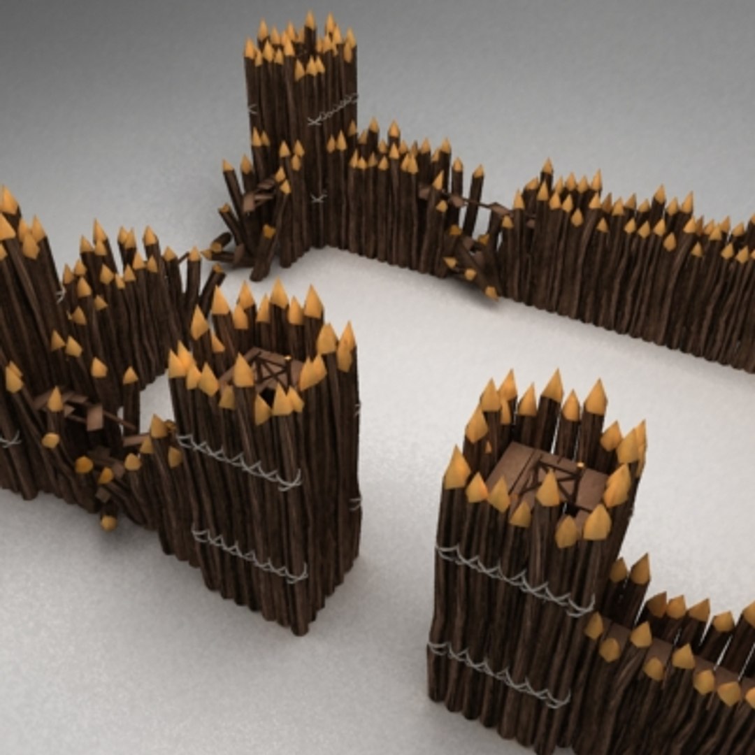 3d Max Wooden Fortress Wall