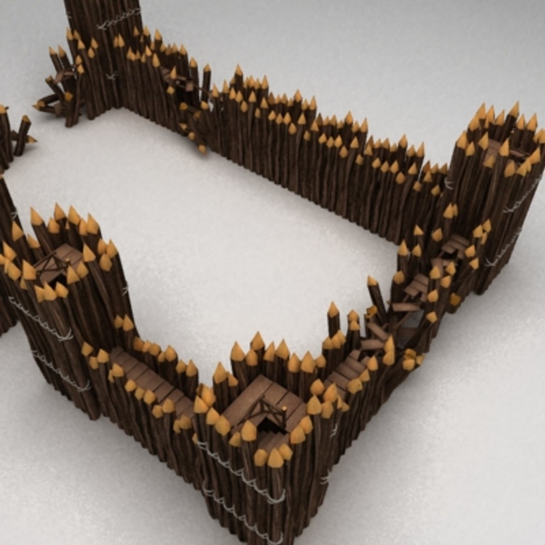 3d Max Wooden Fortress Wall
