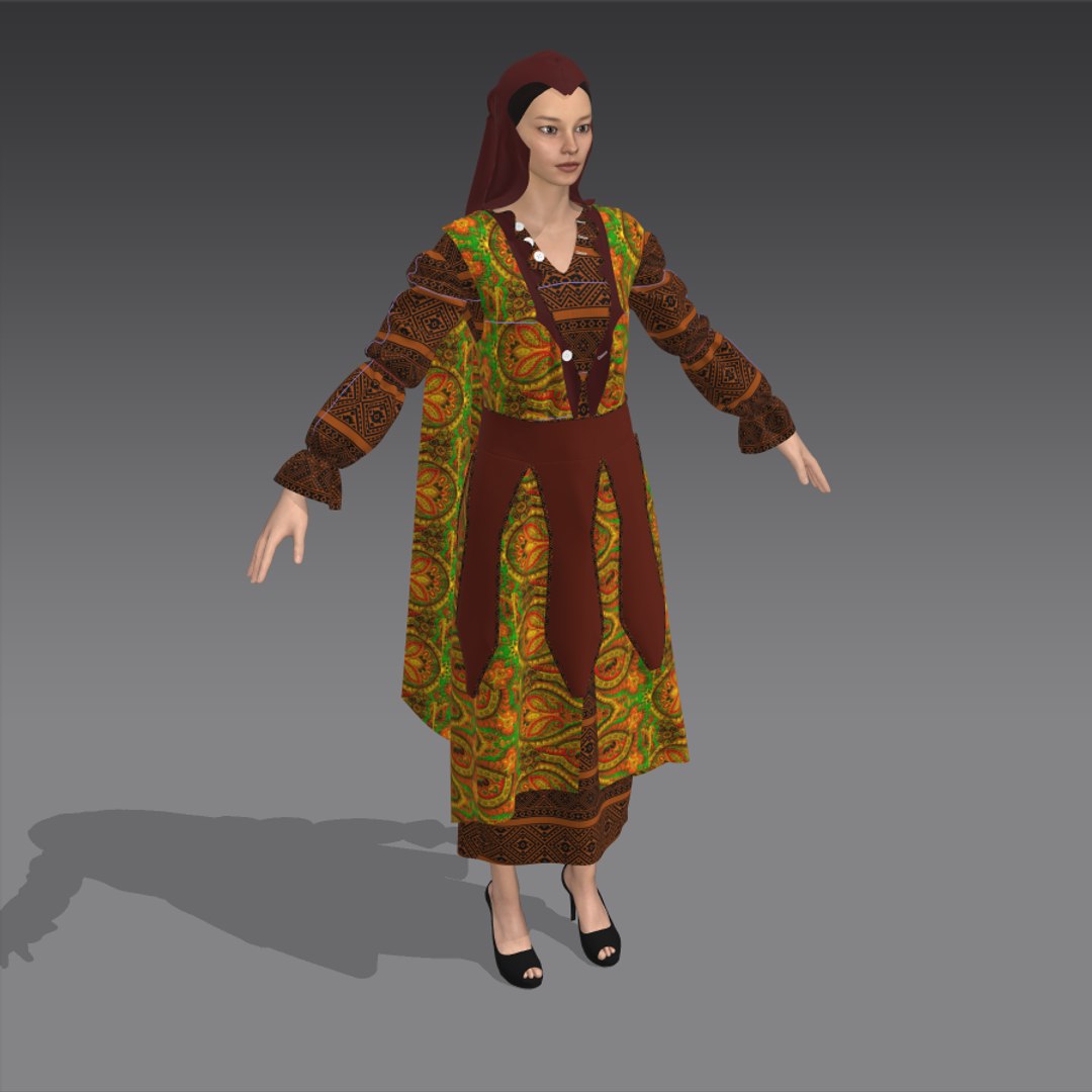 Woman Traditional Clothes 3D Model - TurboSquid 1613174
