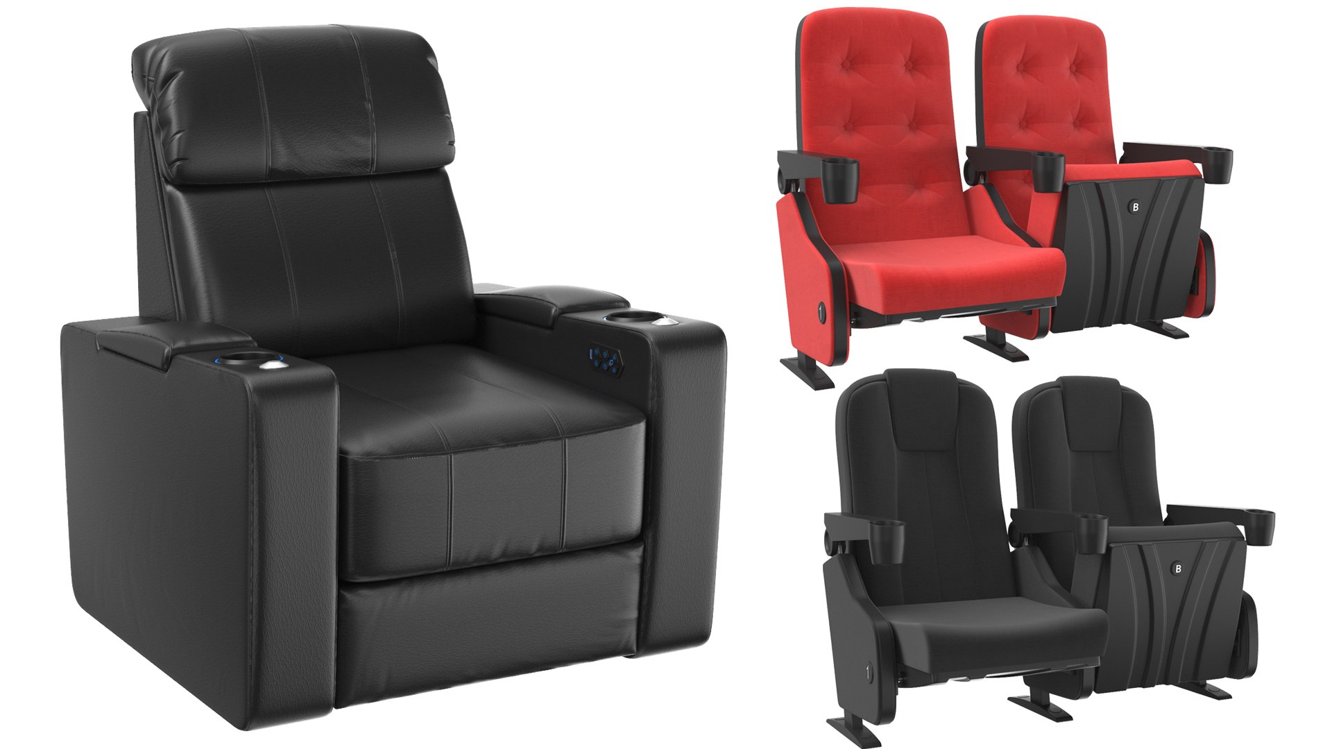 Detailed Theater Chairs Collection 3D - TurboSquid 2145269