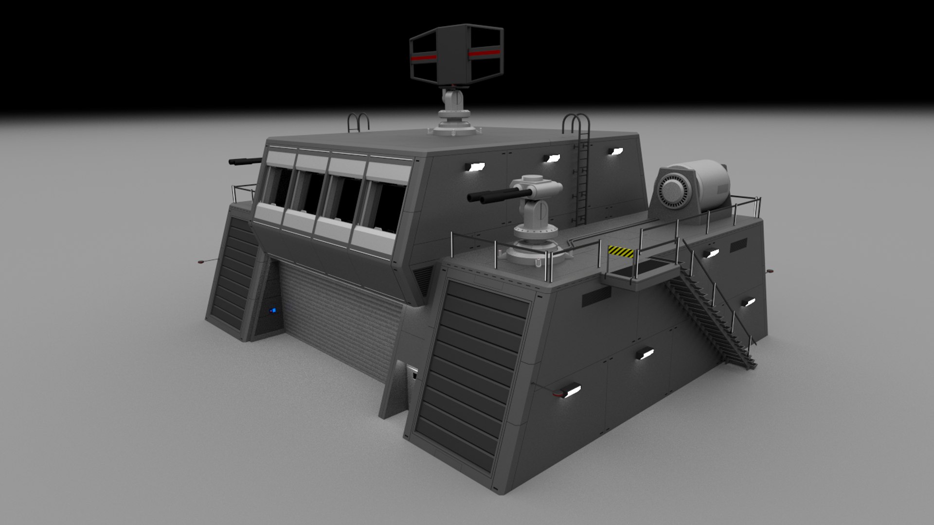 Futuristic Military Command Bunker 3d Model