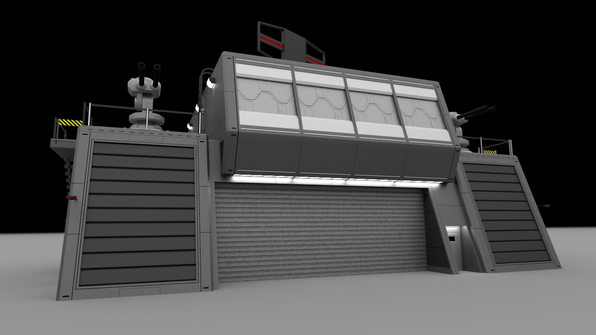 Futuristic Military Command Bunker 3d Model