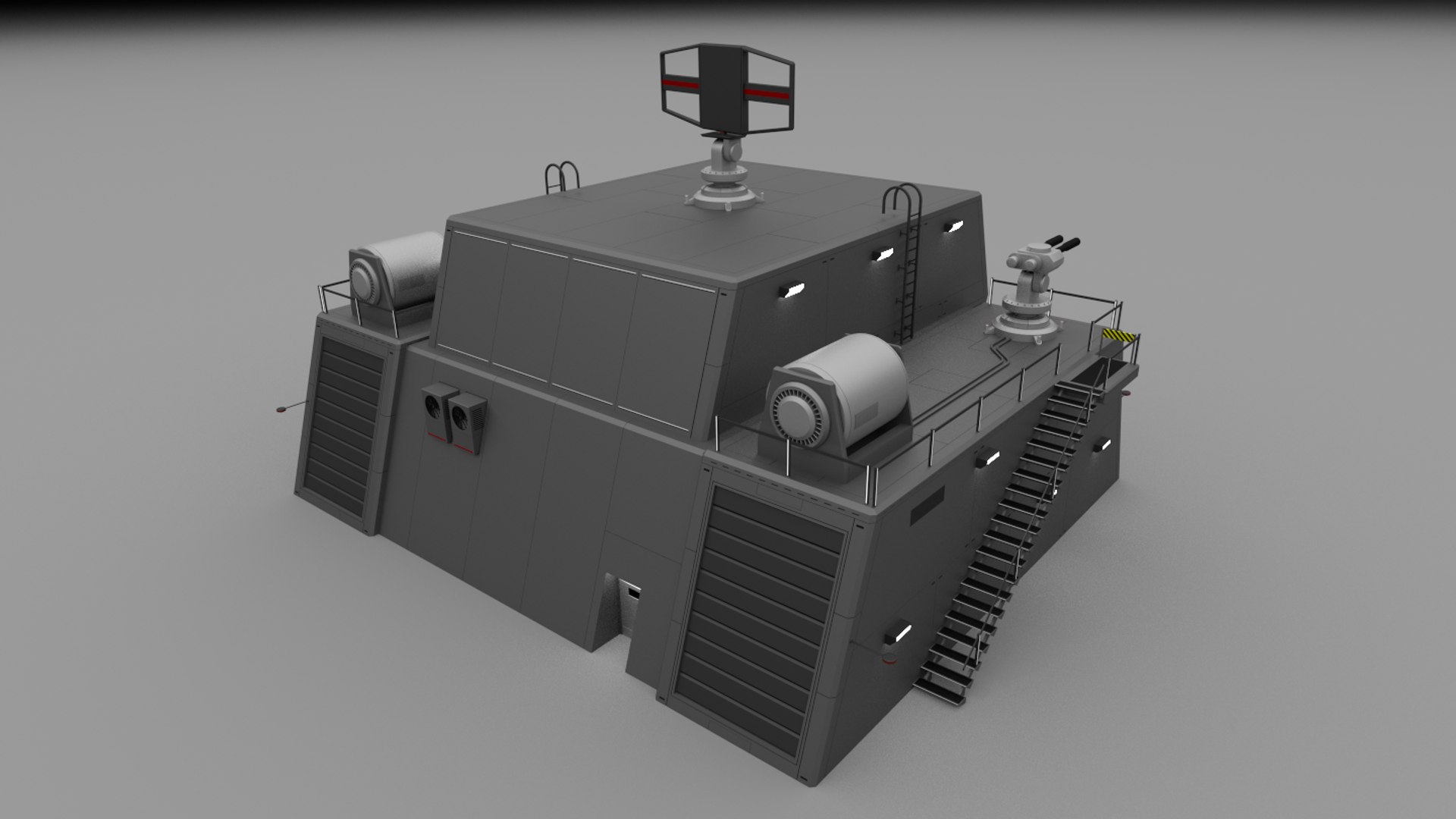 Futuristic Military Command Bunker 3d Model