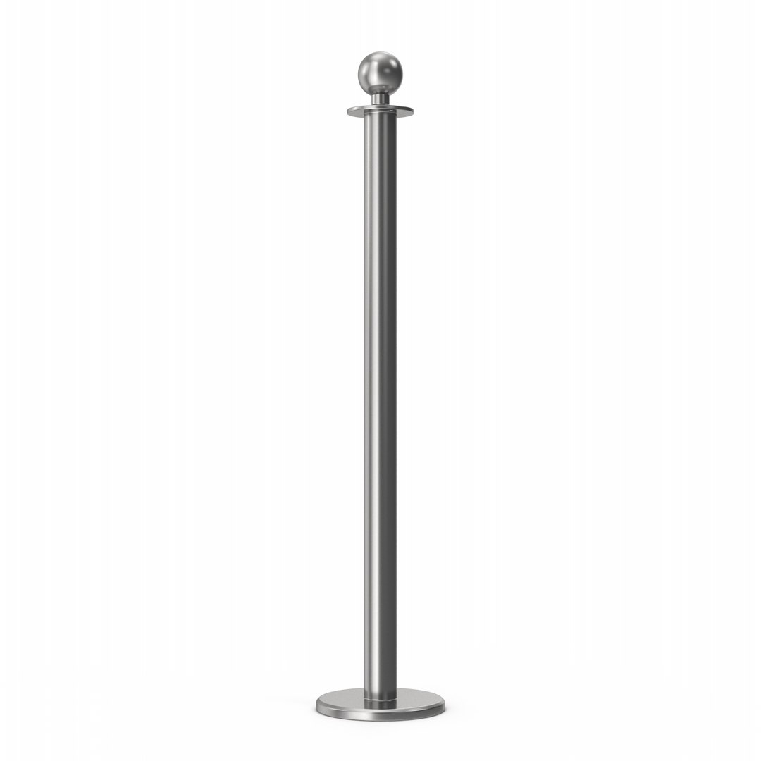 3D Silver Rope Stanchion Pole - TurboSquid 2196808