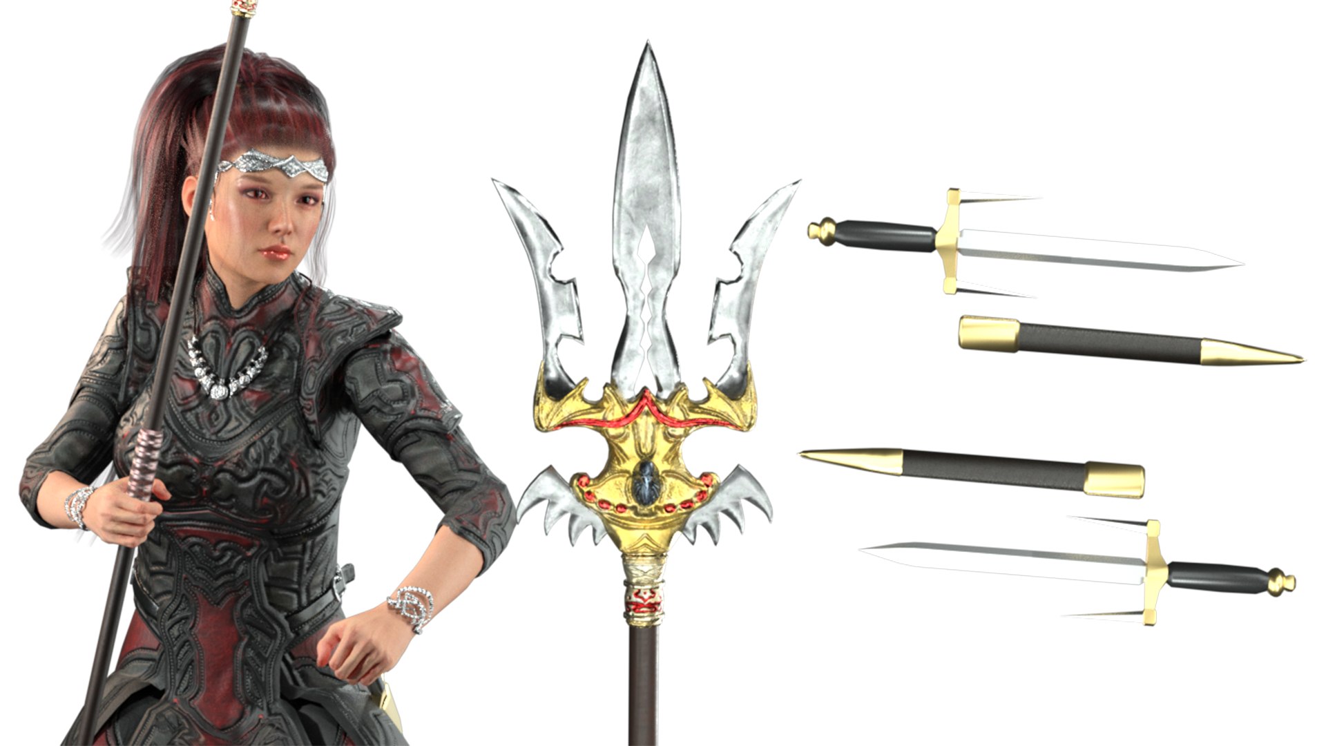 3D Realistic Rigged Warrior Female-Suji Model - TurboSquid 2112535