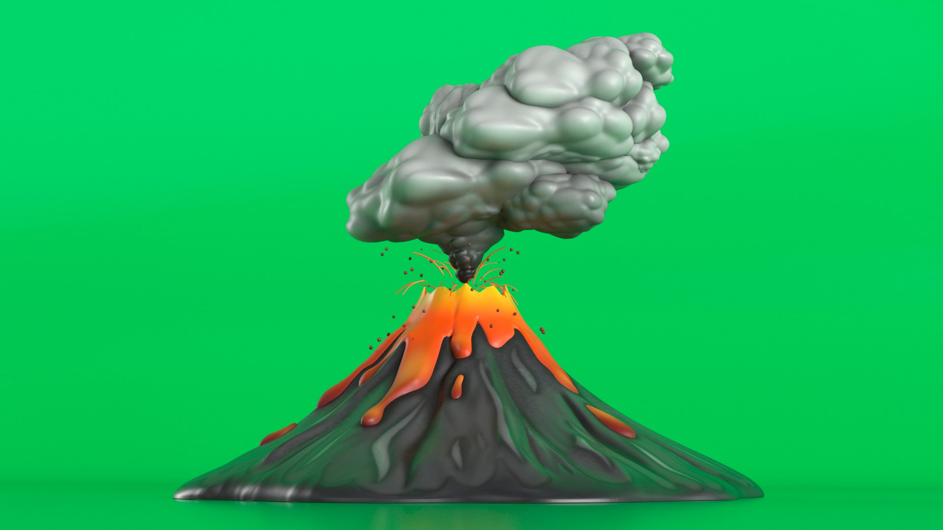 Stylized Erupting Volcano Gray 3D - TurboSquid 2270159